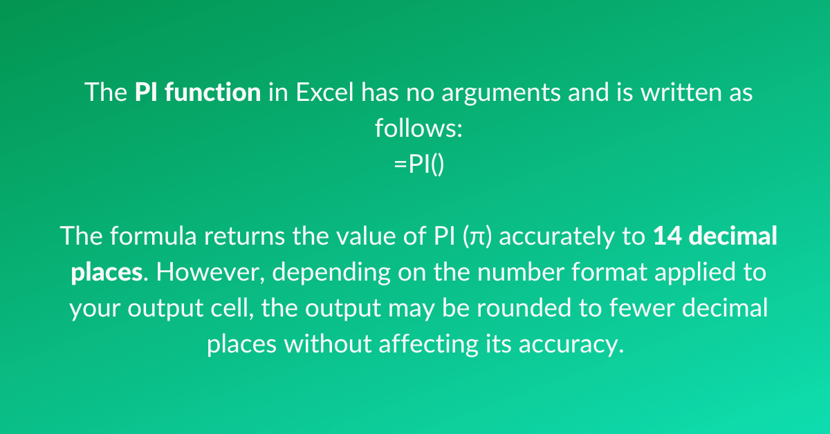 How to Use PI in Excel | GoSkills